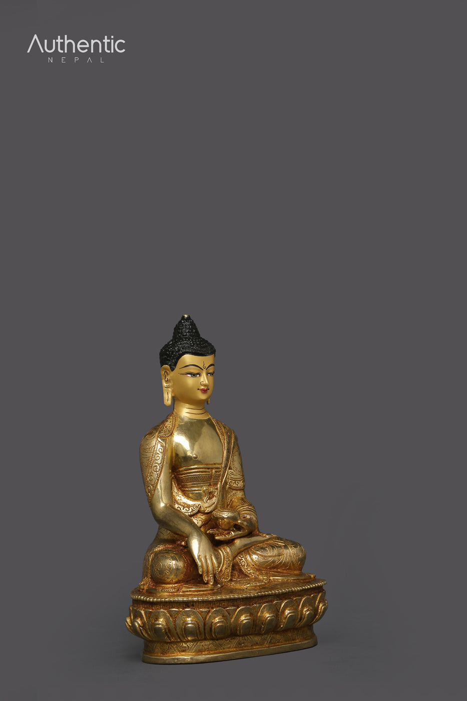Tibetan 24K Gold Plated Shakyamuni Buddha Statue 20cm — The Authentic Nepal